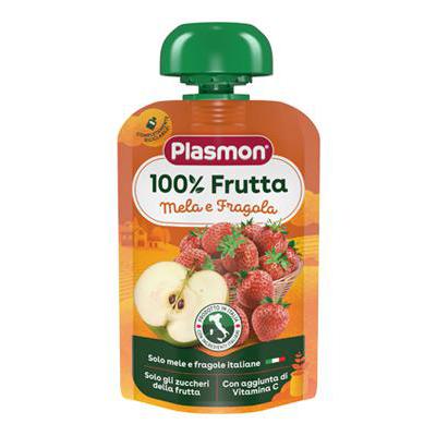PLASMON BABY FOOD POUCH GR 100 APPLE AND STRAWBERRY X 6 – Bottegana
